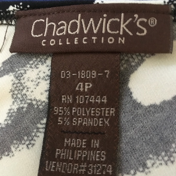 Chadwicks | Dresses | Chadwicks Black White Vneck Capped Sleeve Dress ...